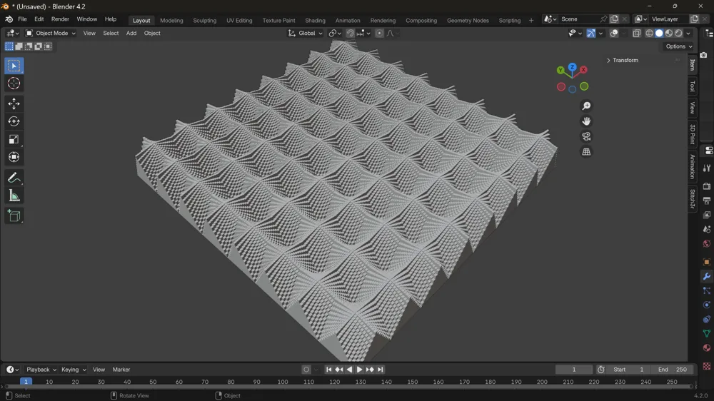 Parabolic Wave Grid Panel (#2) (4x Detail) by Endless Design Lab 🌀 - MakerWorld