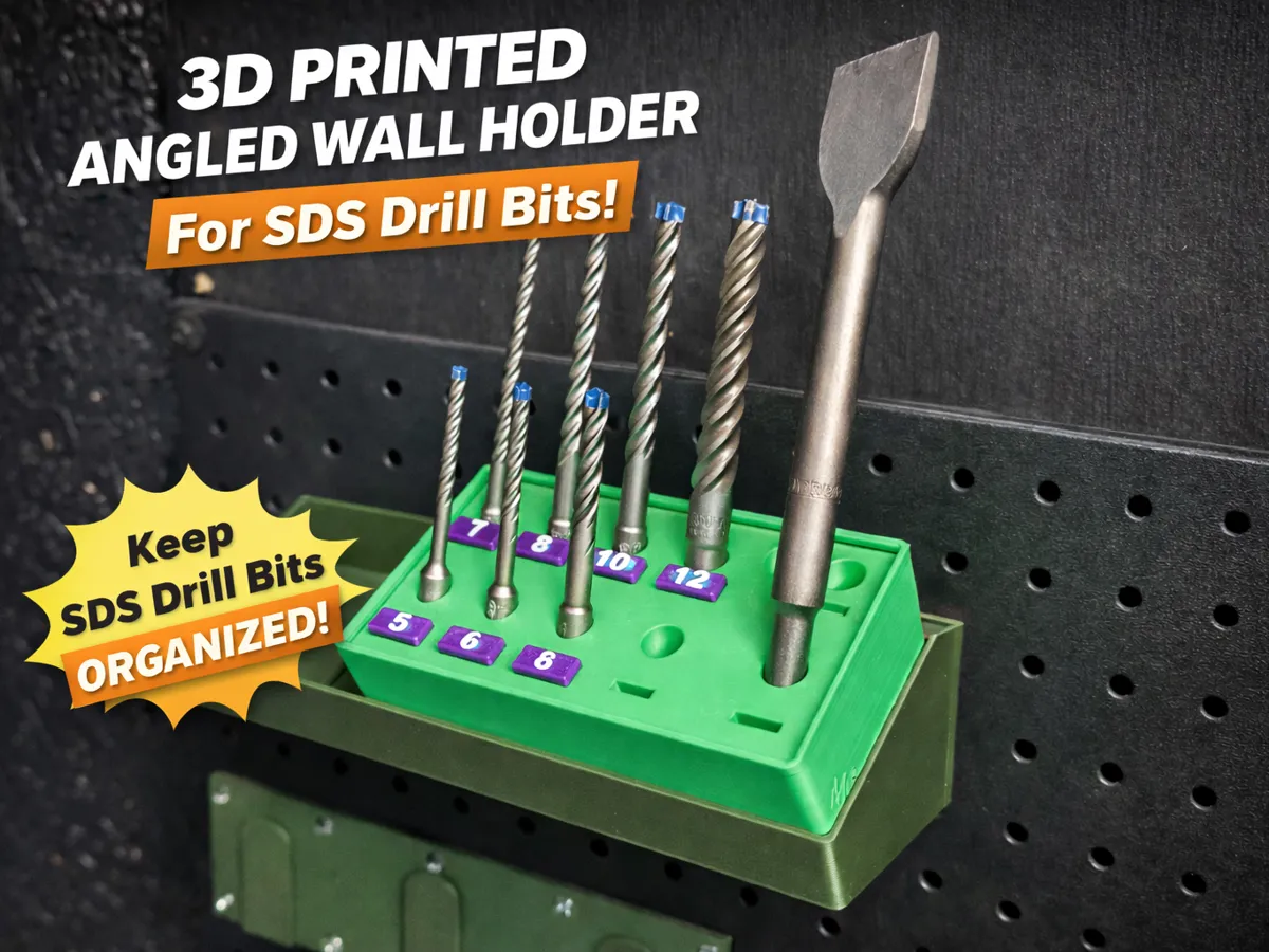 SDS drill bit holder for Angled wall mount - Free 3D Print Model ...