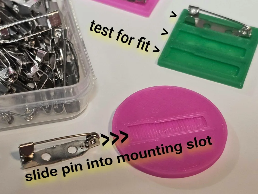 Glueless pin mounting slot | Design your own badge by Karen Chau ...