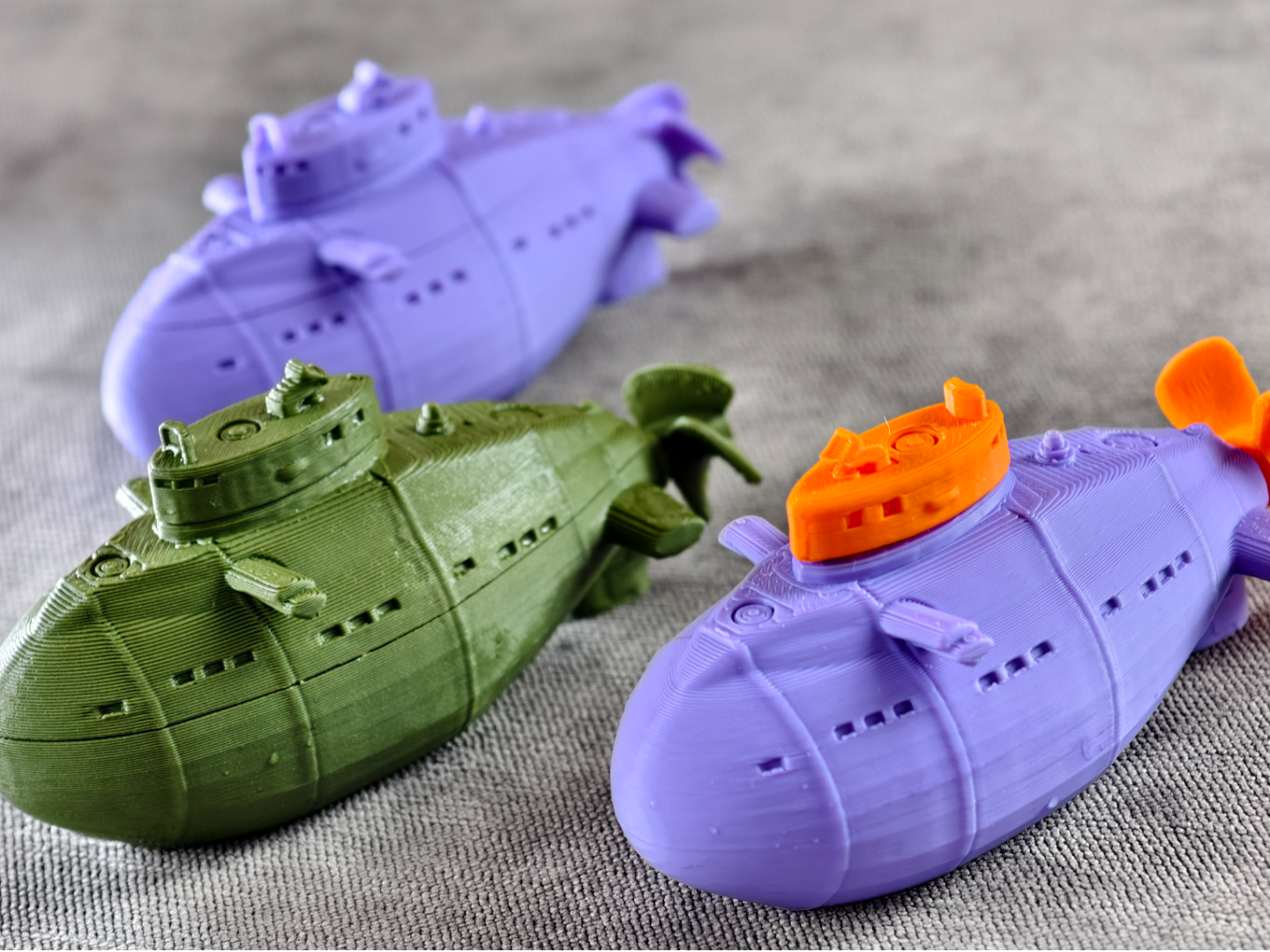 A charming chibi submarine, buoyant and powered by rubber bands ...