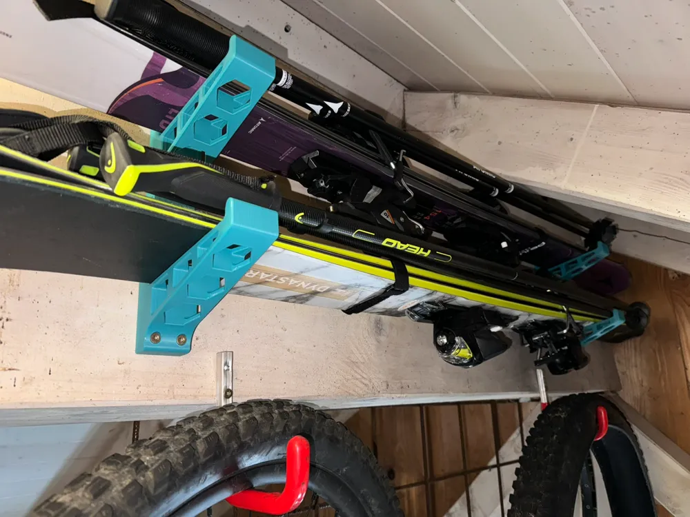 solid Ski Rack / Wall Mount / Ski Holder by Downhill_Solutions - MakerWorld