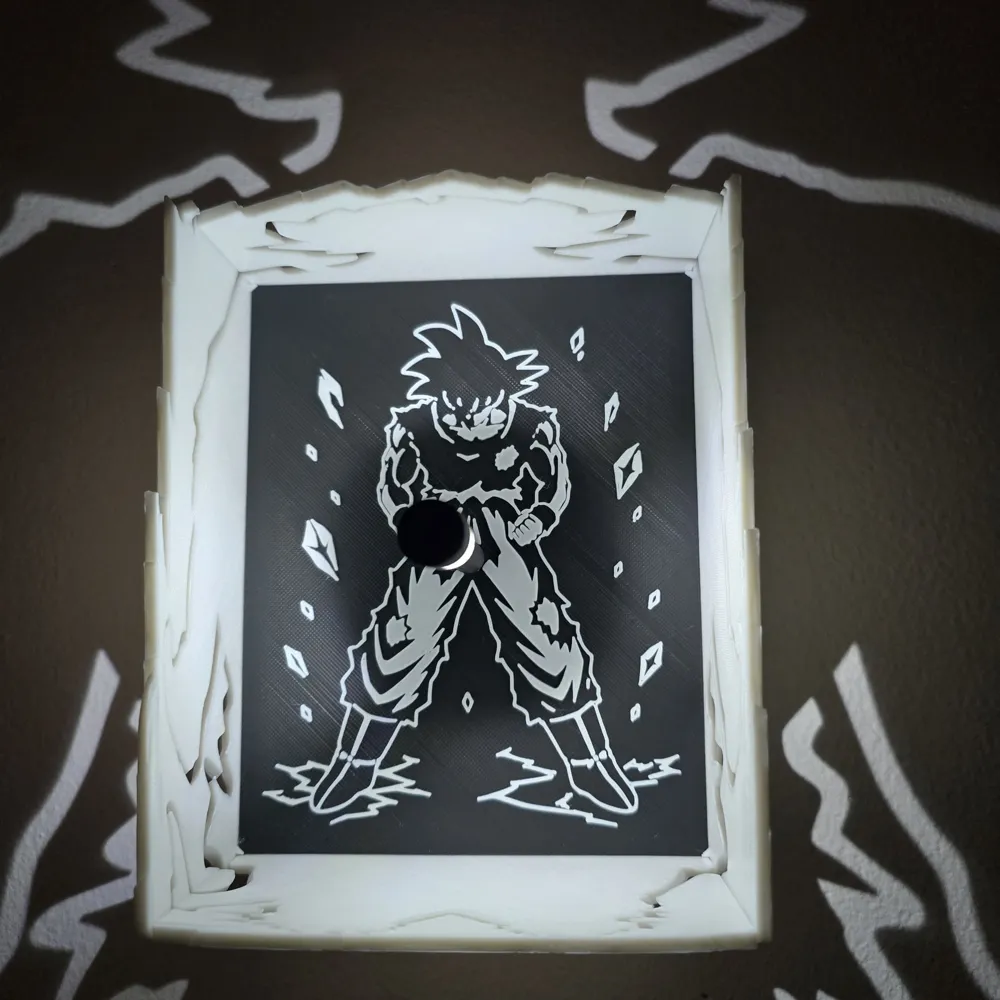 Goku Super Saiyajin shadow lamp - Free 3D Print Model - MakerWorld