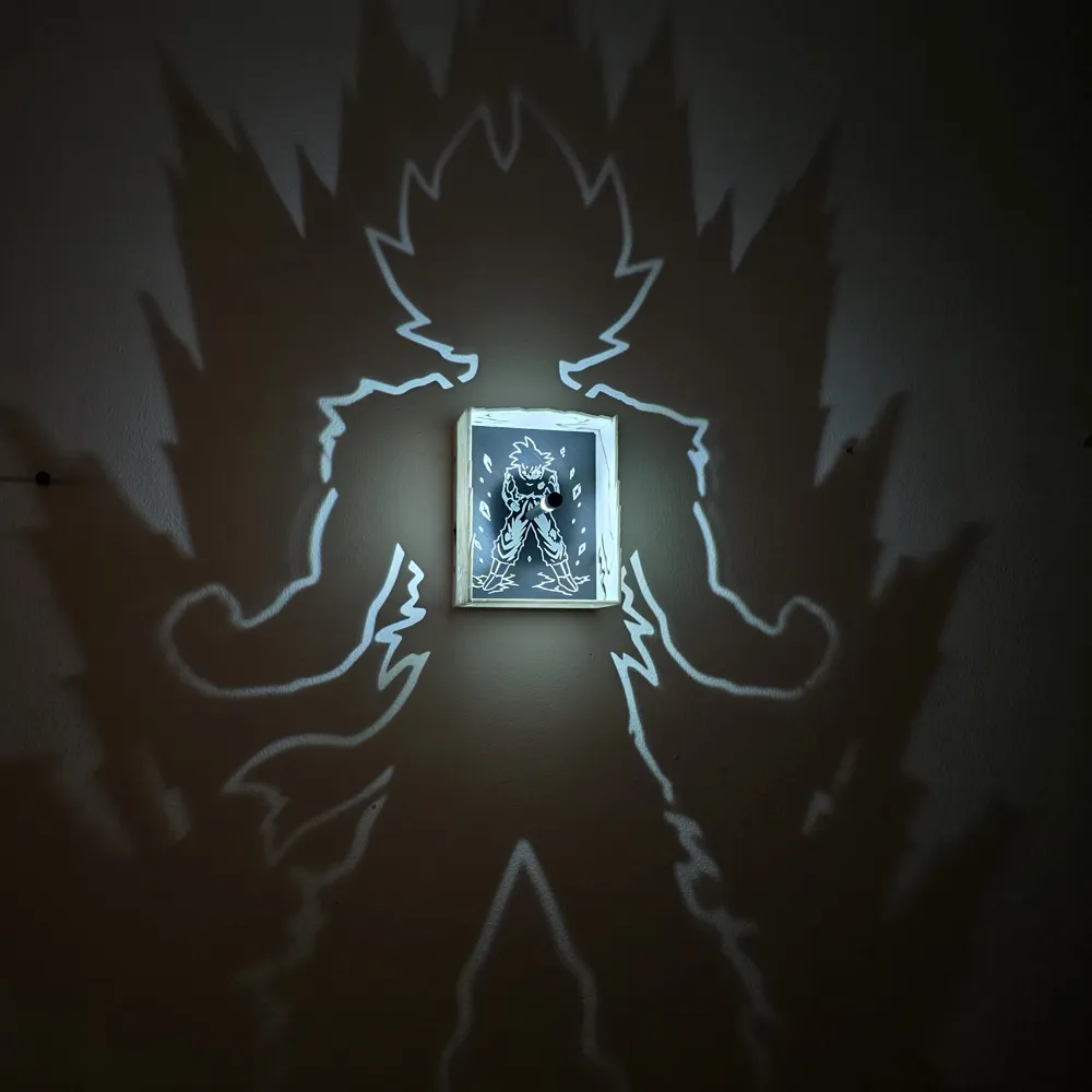 Goku Super Saiyajin shadow lamp - Free 3D Print Model - MakerWorld