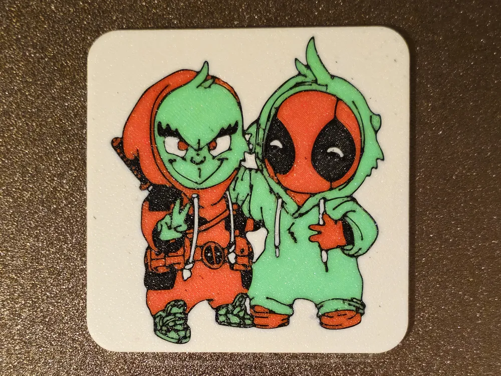 Grinch & Deadpool Cosplay Buddies Coaster by neilault - MakerWorld