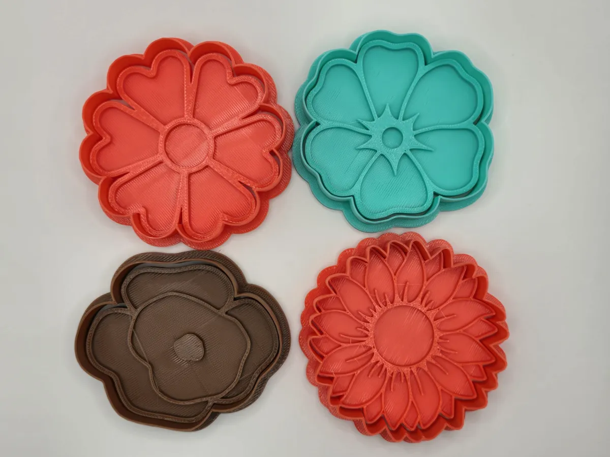 Flower Cutter Cookie Playdoh Stamp Pack 5 - Free 3D Print Model ...
