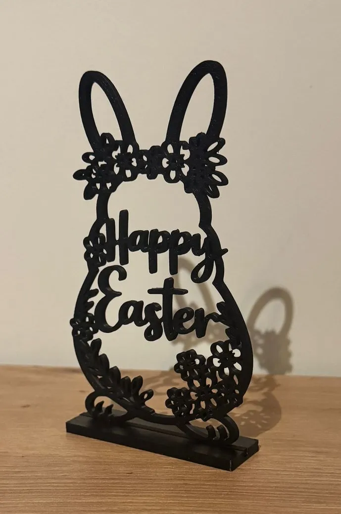 Happy Easter Bunny Sculpture Deco - Free 3D Print Model - MakerWorld