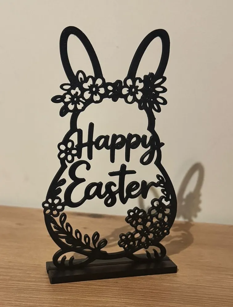 Happy Easter Bunny Sculpture Deco - Free 3D Print Model - MakerWorld