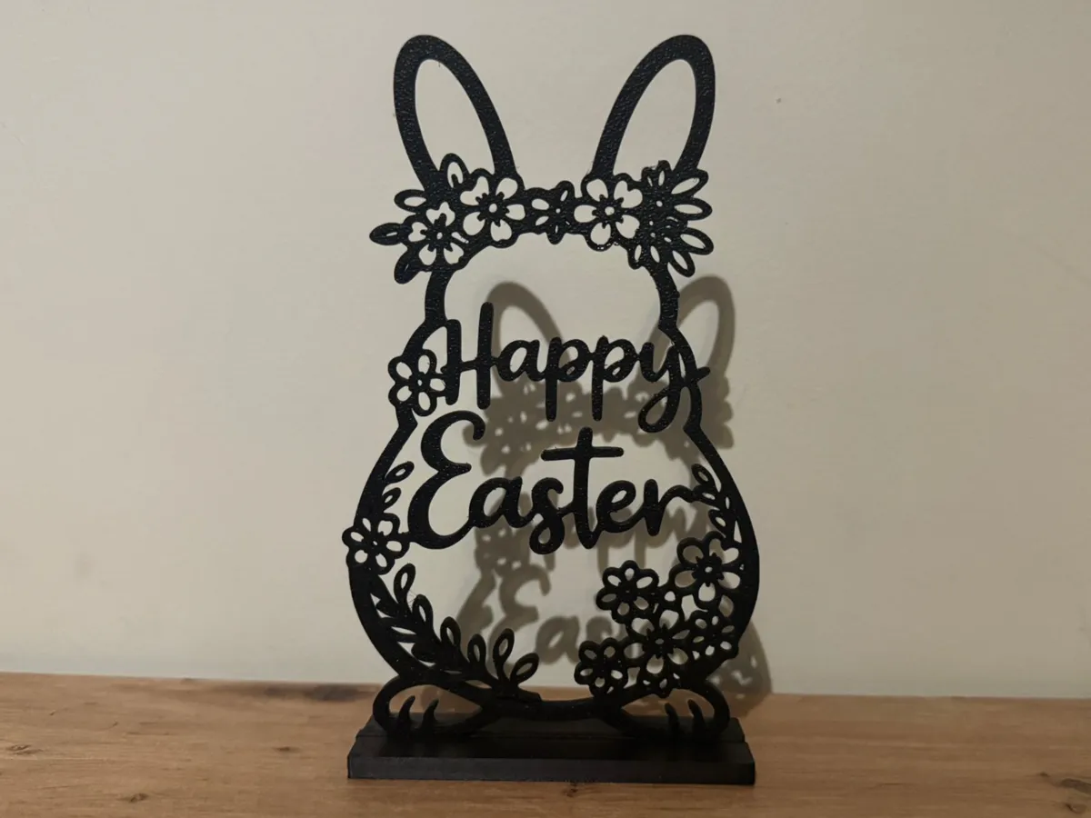 Happy Easter Bunny Sculpture Deco - Free 3D Print Model - MakerWorld