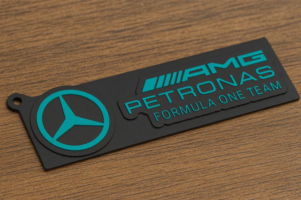 Mercedes AMG F1– Dual Color Keychain - Free 3D Print Model - MakerWorld