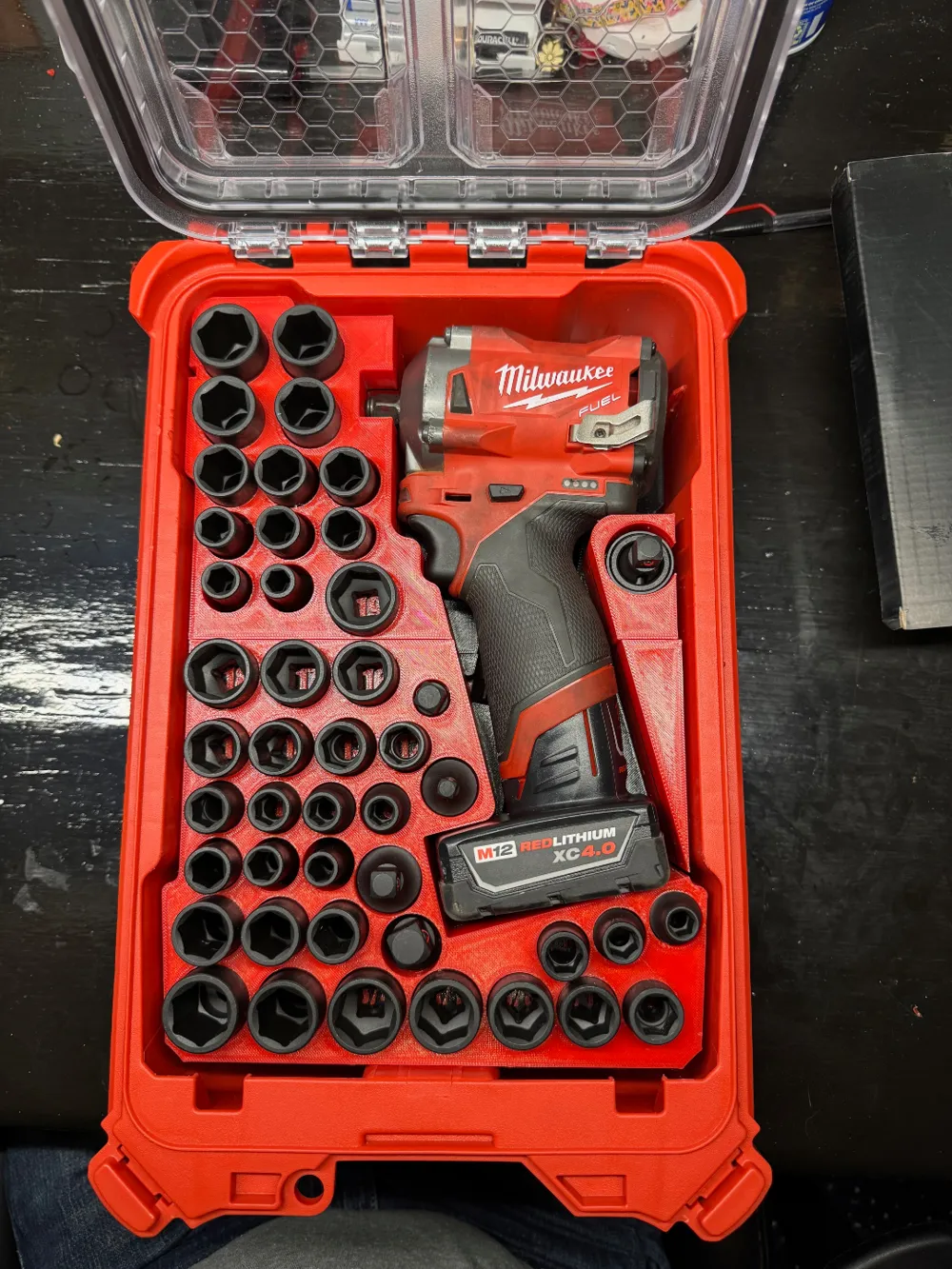 Milwaukee 3/8 Stubby Impact Socket Set Organizer by CamPossib1e - MakerWorld