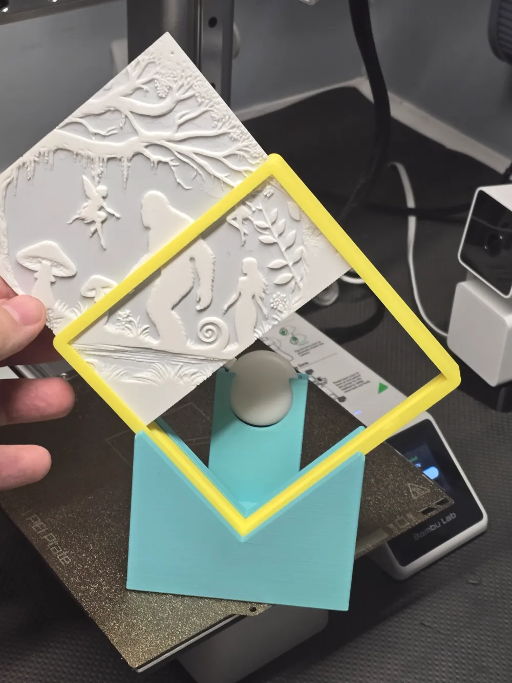 Lithophane lamp for Ikea Kapplake LED lights, with bigfoot and fairies ...