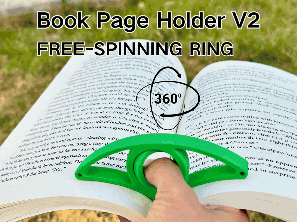 Book Page Holder V2 – 360° Rotating Thumb Grip - Free 3D Print Model ...