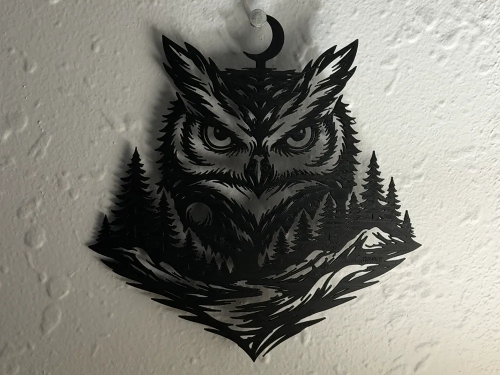 Owl Forest Line Art Wall Decor - Free 3D Print Model - MakerWorld