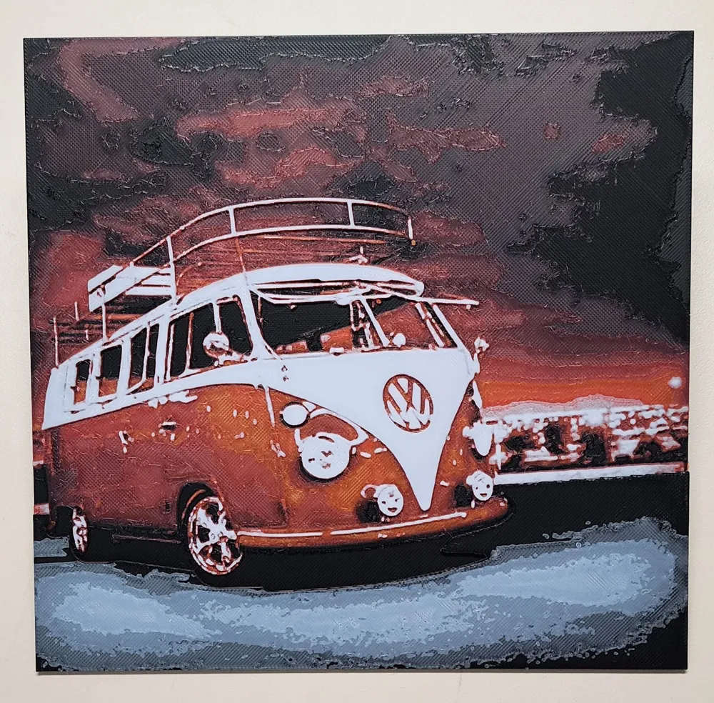 VW Bus "Skyline Sunset" (hueforge) by briankstan - MakerWorld