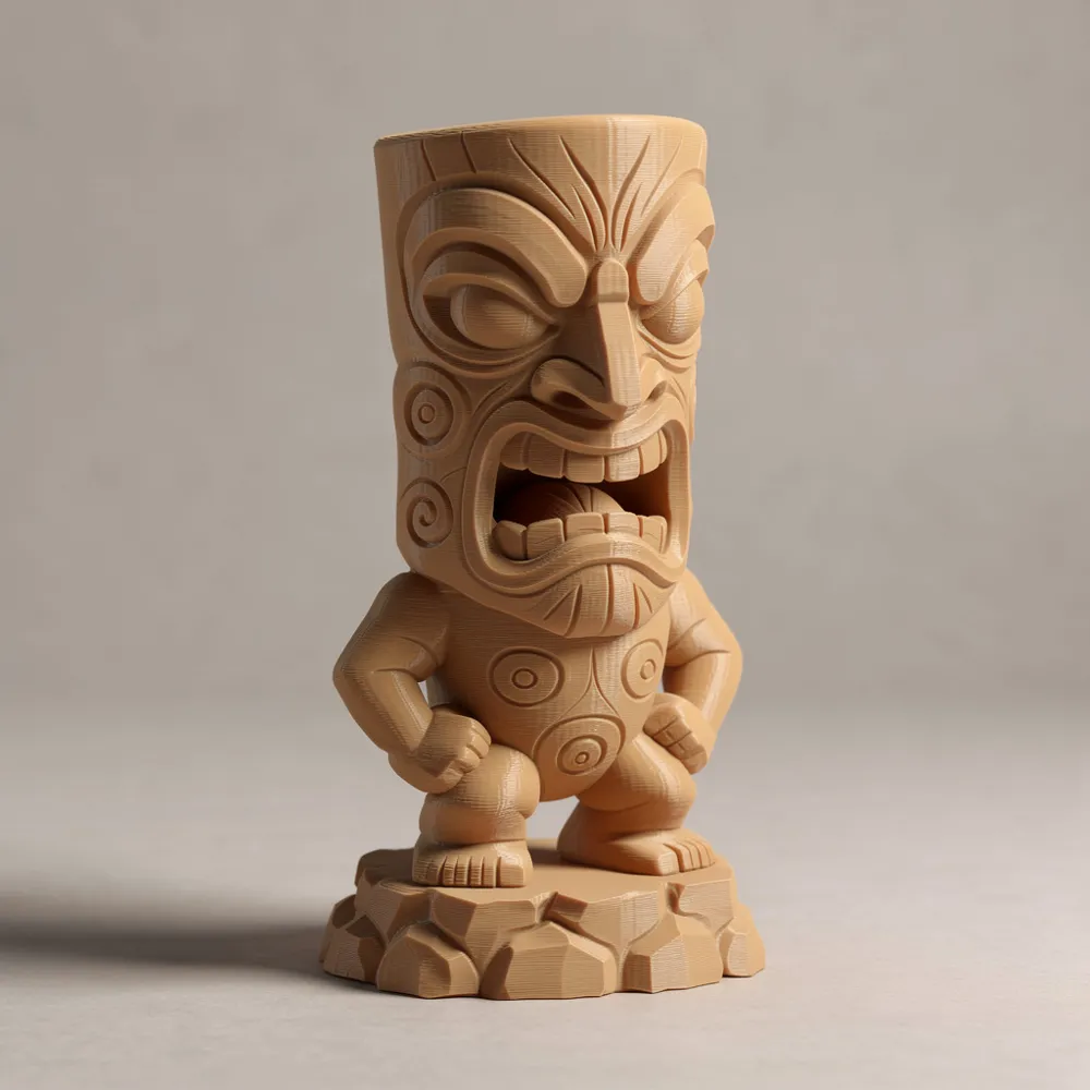 Low Poly Tiki Warrior Totem Statue on Stone Base - Free 3D Print Model ...