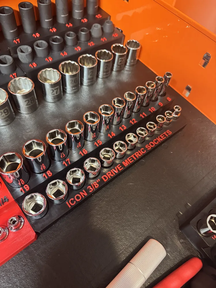ICON 3/8" Metric Socket Organizer Harbor Freight - Free 3D Print Model ...