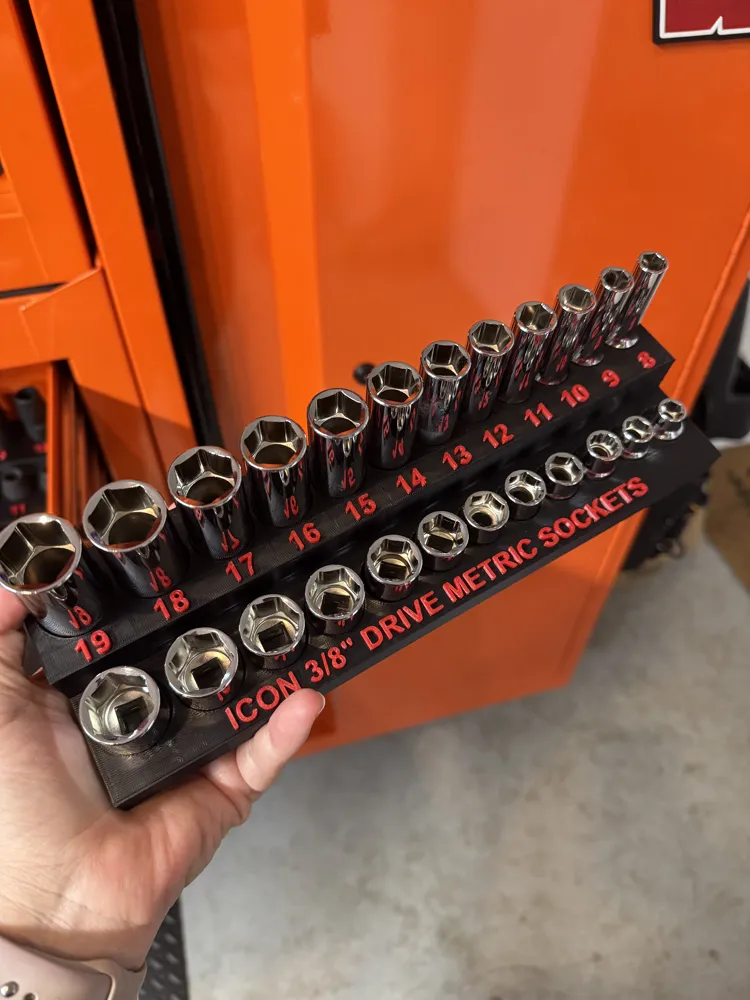 ICON 3/8" Metric Socket Organizer Harbor Freight - Free 3D Print Model ...