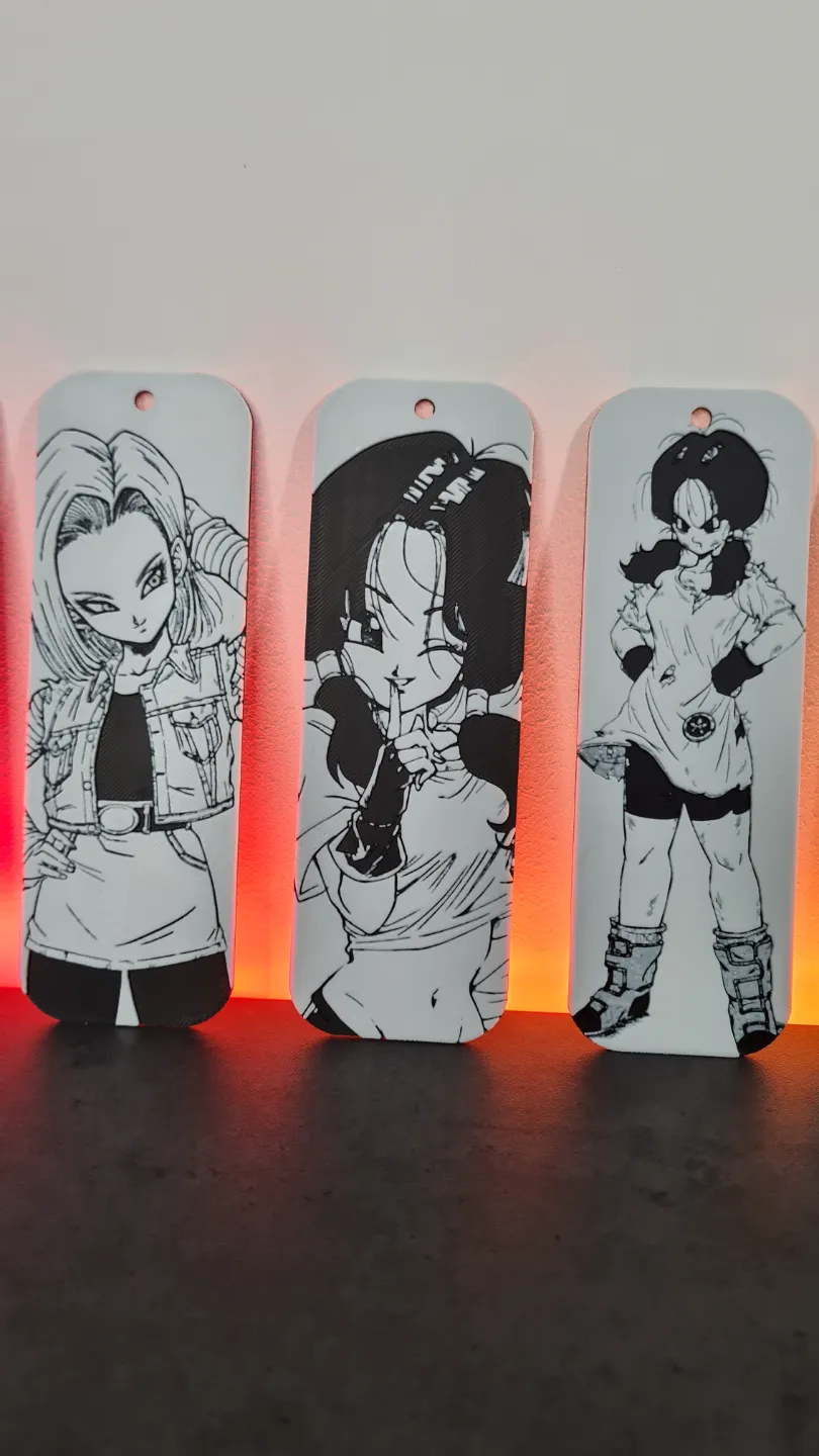 Dragon Ball Girls Hueforge BookMark Black & White by 3DK Maker - MakerWorld