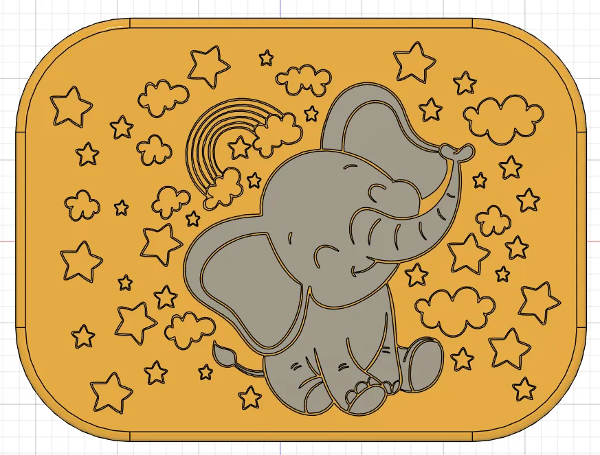 Happy Elephant - insert puzzle for kids by intommy - MakerWorld
