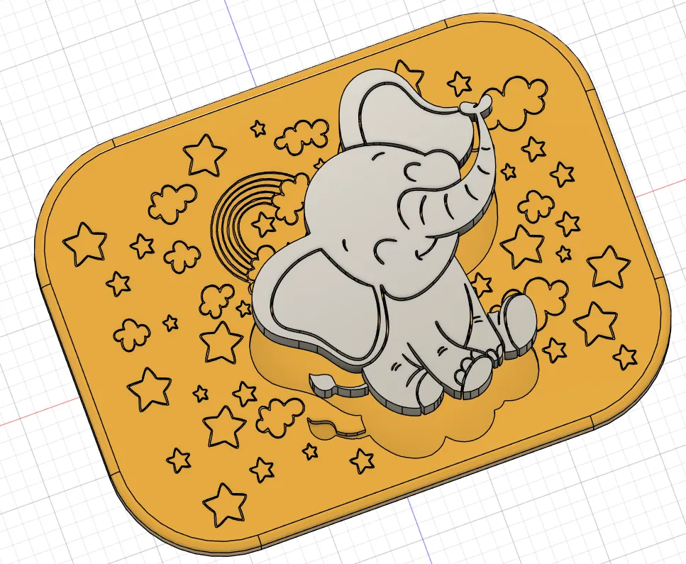Happy Elephant - insert puzzle for kids by intommy - MakerWorld