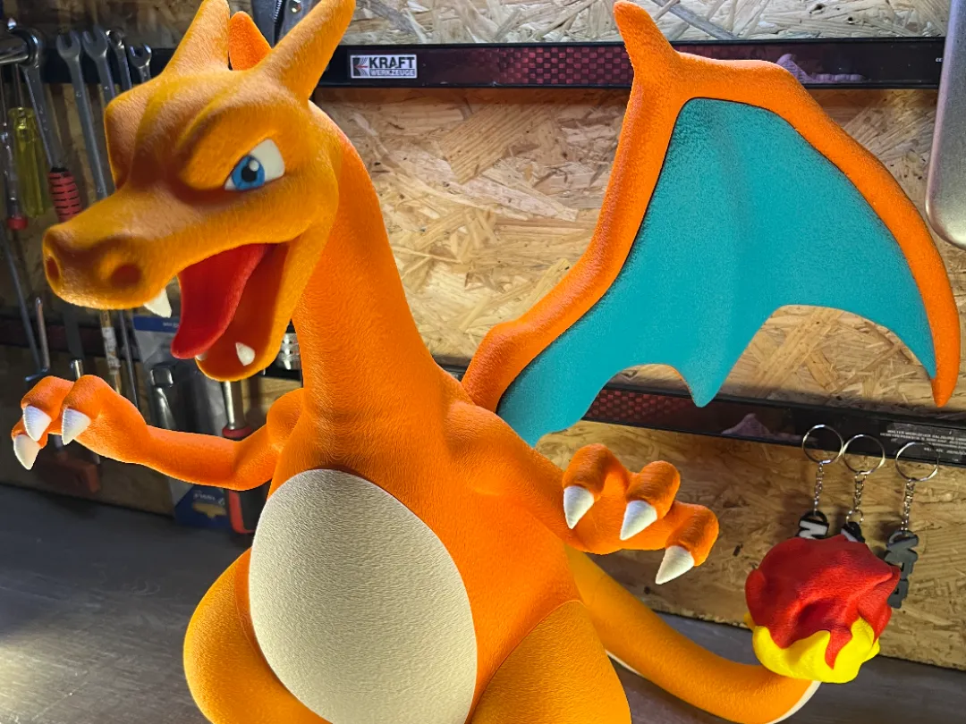 Pokemon Glurak / Charizard XXL FuzzySkin Mehrteilig von PolyForge3D MakerWorld: Kostenlose 3D ...