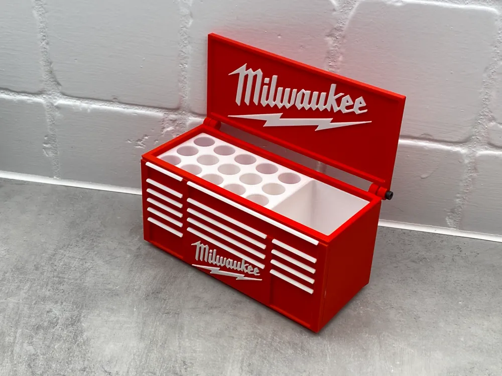 Milwaukee Desktop Workbench toolbox pen holder by Mrtk1970 - MakerWorld