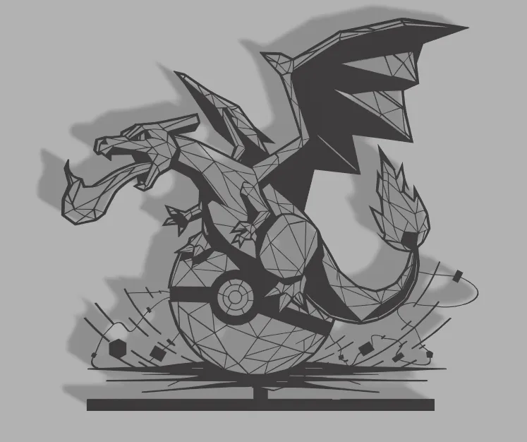 Low Poly Geometric Charizard - Pokemon ball V.2 by 3DPrintWolf - MakerWorld