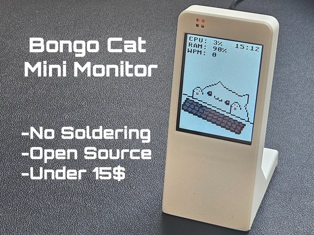 Bongo Cat Mini Monitor – Animated ESP32 Display by Vostok Labs MakerWorld: Download Free 3D Models