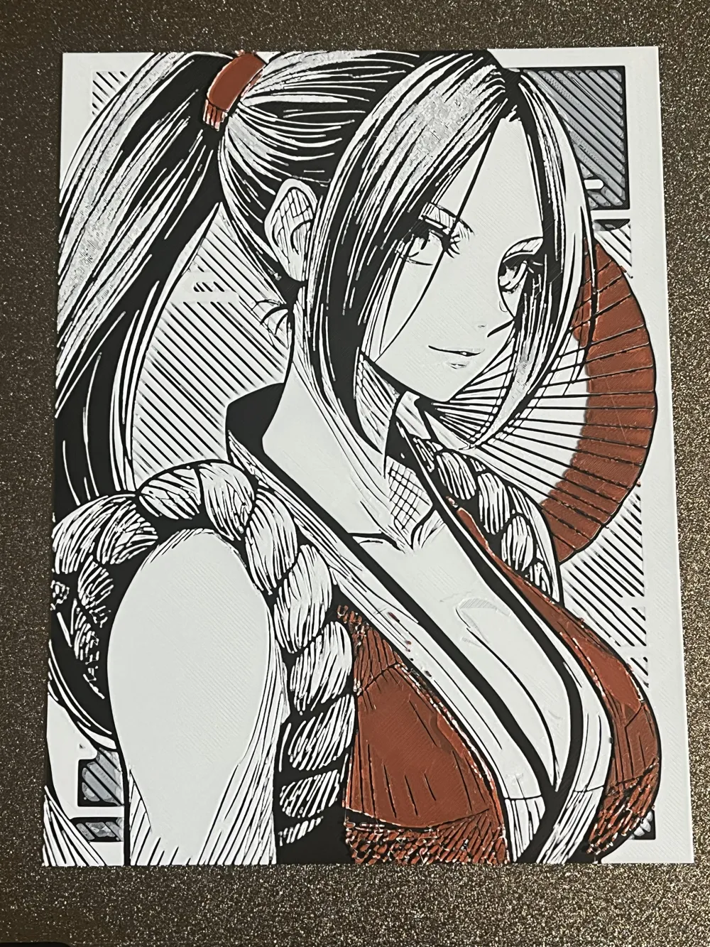 Mai Shiranui Sketch Style Hueforge - Free 3D Print Model - MakerWorld