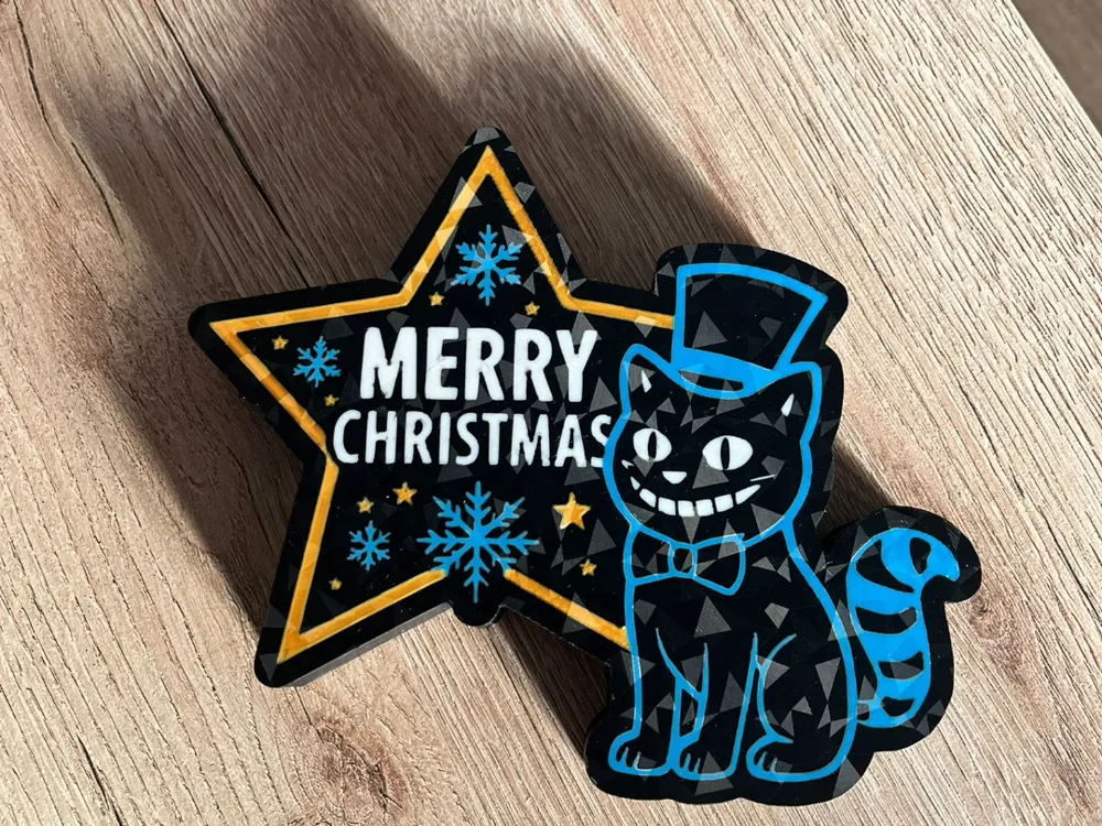 Merry Christmas Grinsekatze - Free 3D Print Model - MakerWorld