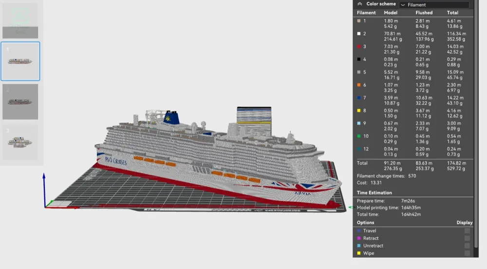 P&O Cruises Arvia 1:1000 Multi Colour Full or Waterline - Free 3D Print ...