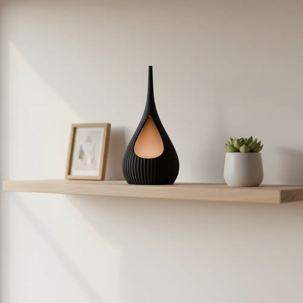 Modern Ribbed Teardrop Shaped Lamp. Bambu Lamp Kit - Free 3D Print ...