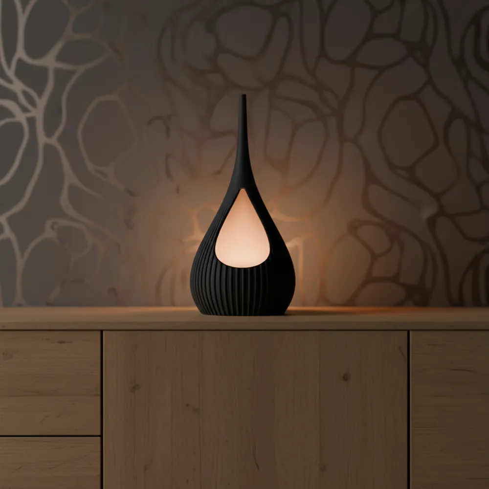 Modern Ribbed Teardrop Shaped Lamp. Bambu Lamp Kit - Free 3D Print ...