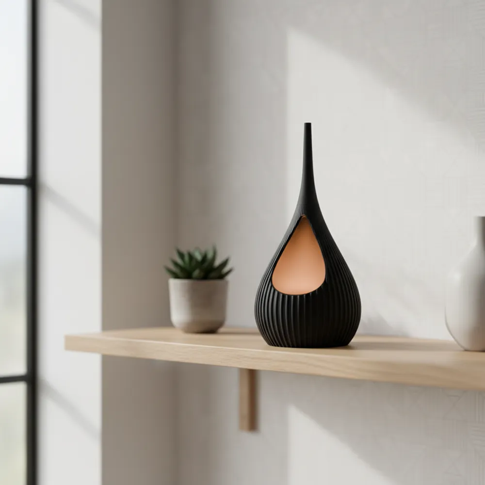 Modern Ribbed Teardrop Shaped Lamp. Bambu Lamp Kit - Free 3D Print ...