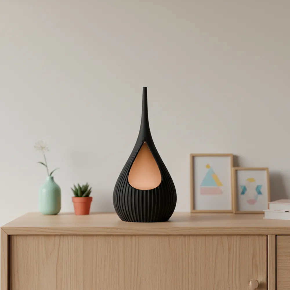 Modern Ribbed Teardrop Shaped Lamp. Bambu Lamp Kit - Free 3D Print ...
