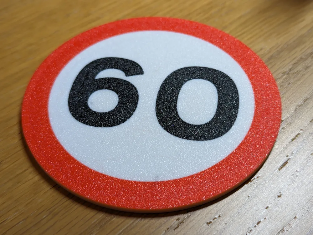 UK Road Sign 60mph Coaster by PLAUK - MakerWorld