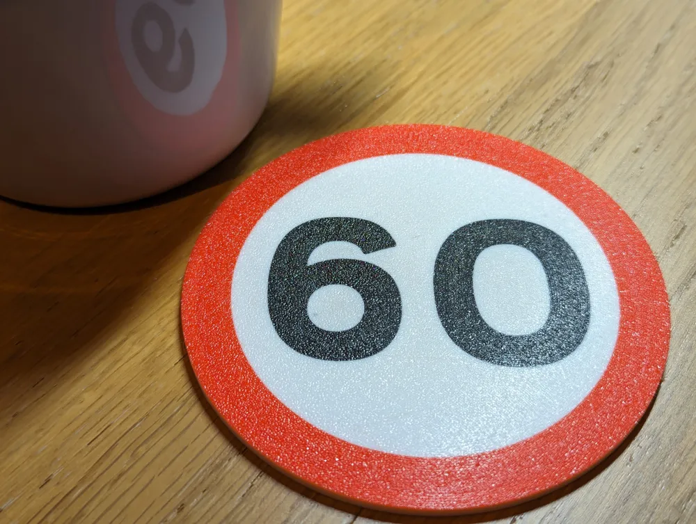 UK Road Sign 60mph Coaster by PLAUK - MakerWorld