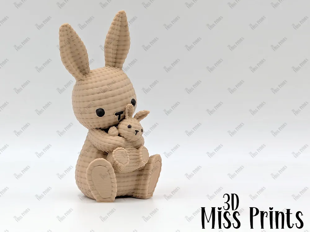 Little Knitted Mother & Baby Bunnies - Free 3D Print Model - MakerWorld