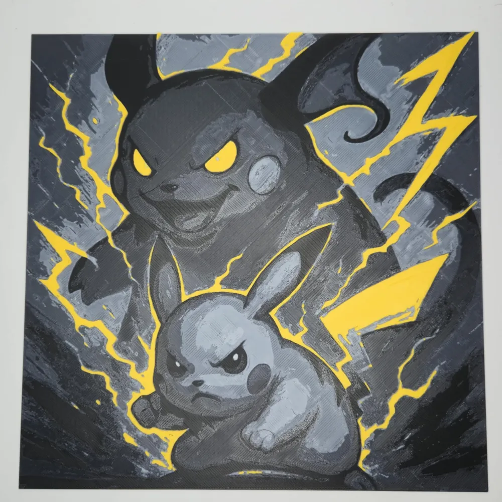 Pikachu & Raichu Evolution Hueforge by LoFi Layers MakerWorld: Download Free 3D Models