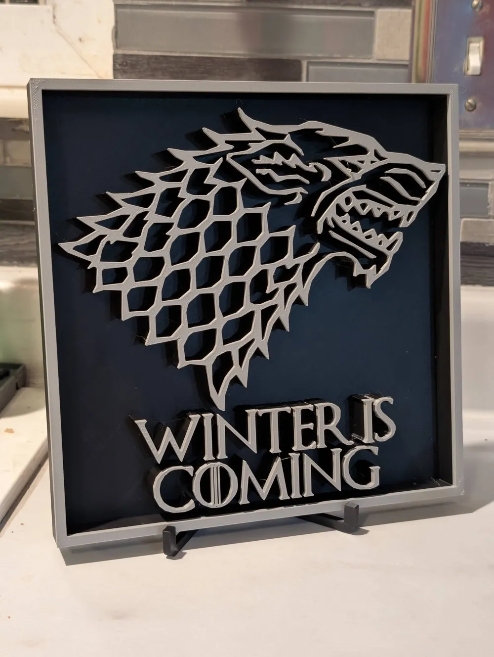 House Stark - Winter Is Coming Placard - Free 3D Print Model - MakerWorld