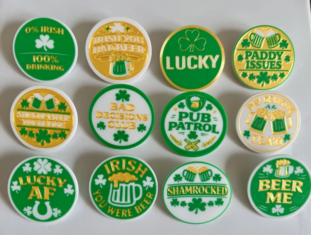 12 St Patrick’s Day Pub Crawl Party Badge Pins - Free 3D Print Model ...