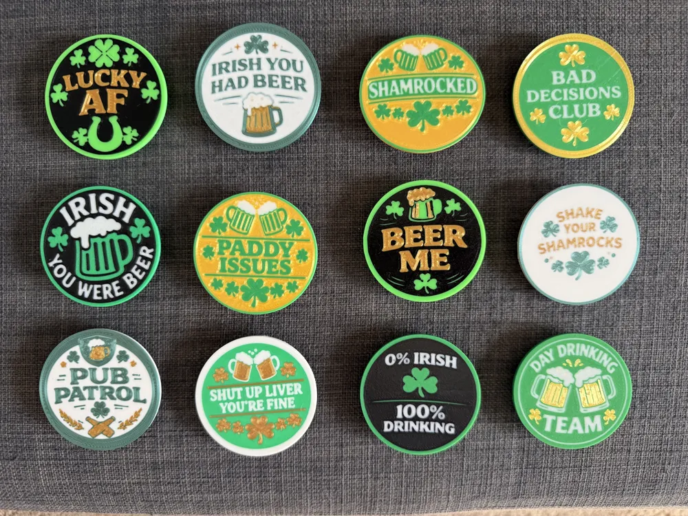 12 St Patrick’s Day Pub Crawl Party Badge Pins - Free 3D Print Model ...