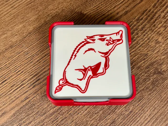 Arkansas Razorbacks 4 Coaster Set with Caddy by dcv designsMakerWorld ...