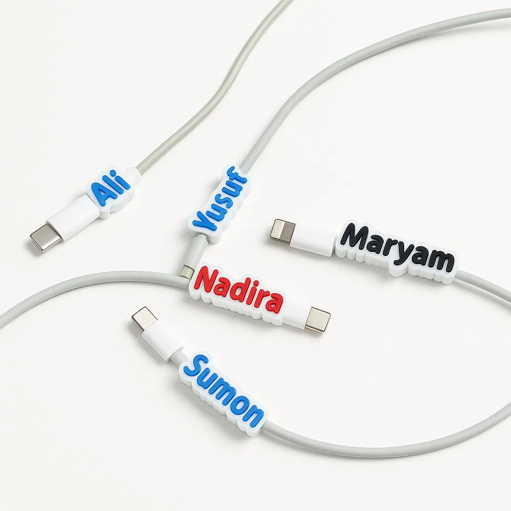 Snap-Fit Cable Name Tag 4 languages - Free 3D Print Model - MakerWorld