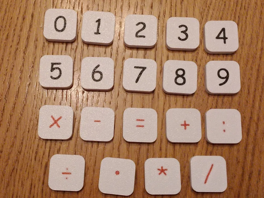 Tuiles de mathématiques colorées à un chiffre - Modèle d'Impression 3D ...