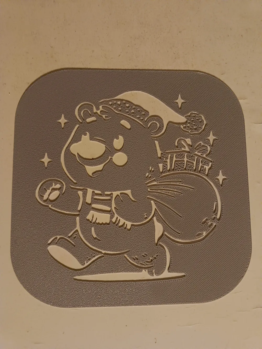 Christmas Teddy Bear 4 with Sack - Stencil - Free 3D Print Model ...