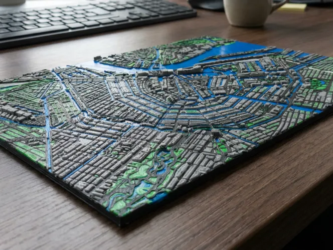 Amsterdam City Map 3D Topography Wall Art - Free 3D Print Model ...