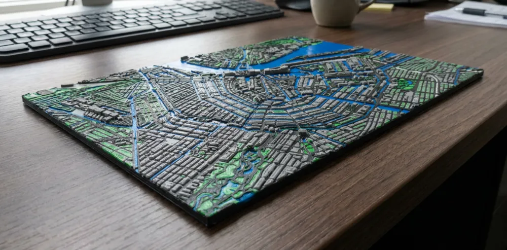Amsterdam City Map 3D Topography Wall Art - Free 3D Print Model ...