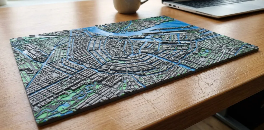 Amsterdam City Map 3D Topography Wall Art - Free 3D Print Model ...