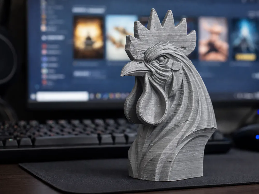 Stylized chicken head art sculpture - Free 3D Print Model - MakerWorld